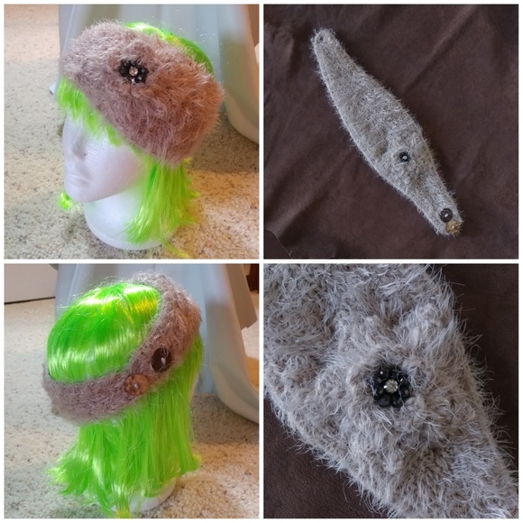 D&Y | Accessories | Flower Ear Muffs Winter Headband Pony Tail Hat ...
